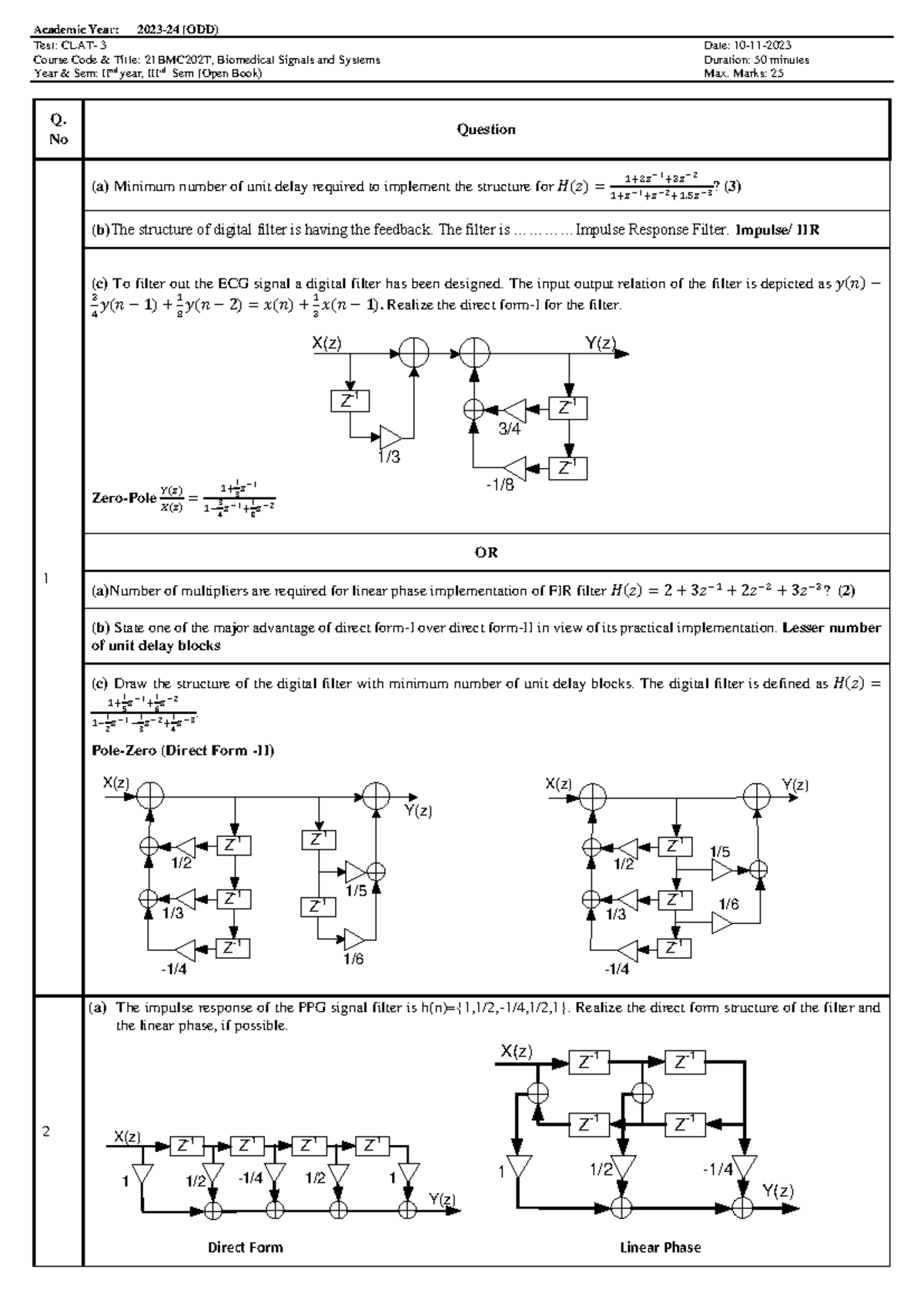 21BMEC202T-CT3 -Sol - CT paper - Academic Year: 2023 - 24 (ODD) Test ...