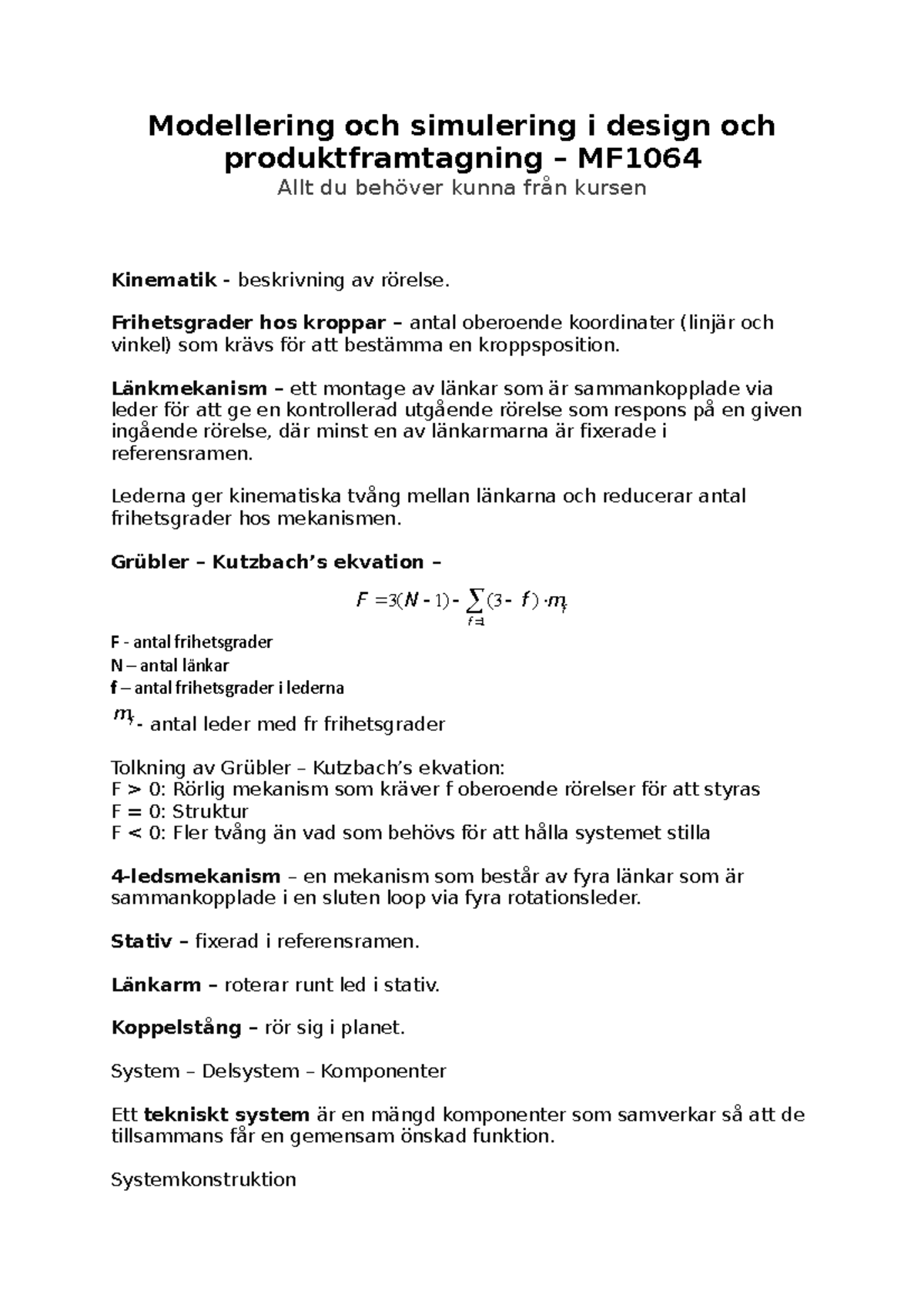 Mod SIm sammanfattning - Modellering och simulering i design och ...