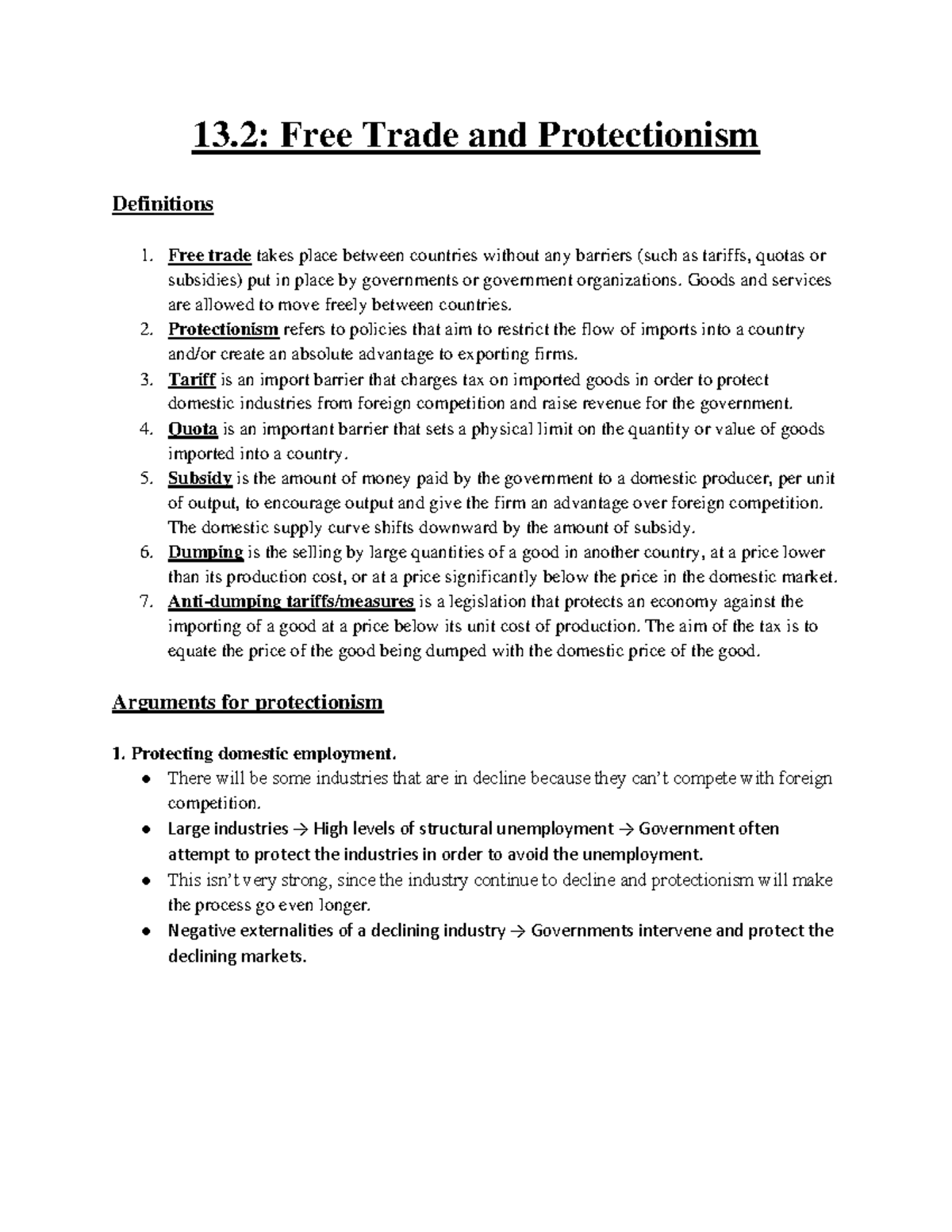 3.2 Free Trade and Protectionism - 13: Free Trade and Protectionism ...