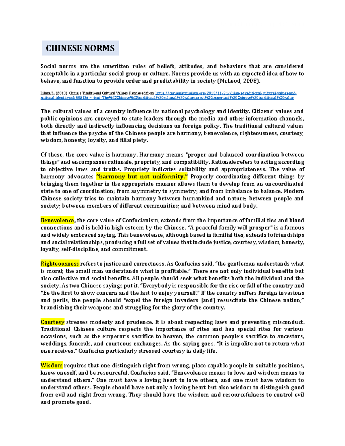 Chinese Literature - Social norms are the unwritten rules of beliefs ...