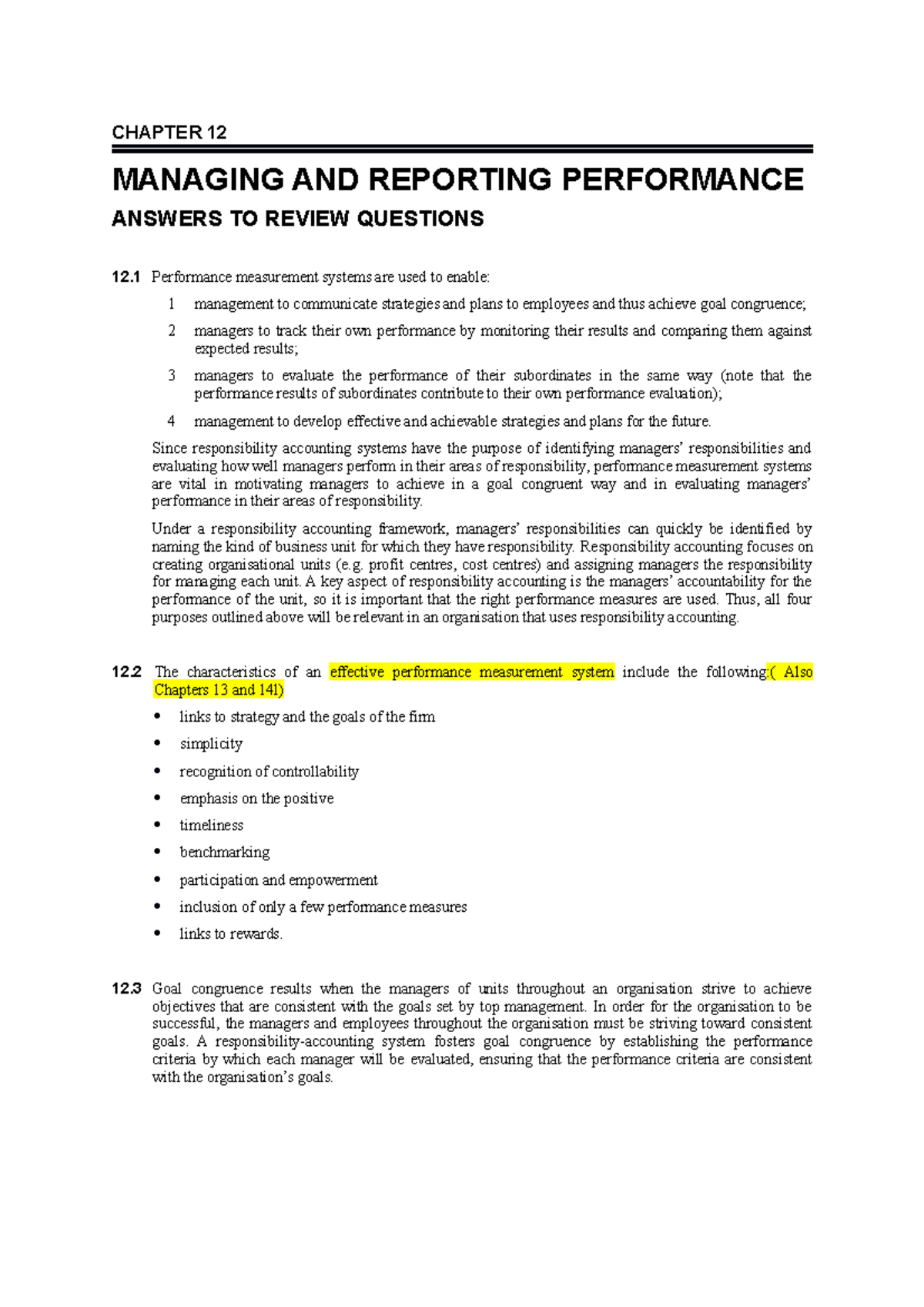 Tute Sol - 8e - Chap 12 - tutorial - CHAPTER 12 MANAGING AND REPORTING PERFORMANCE ANSWERS TO ...