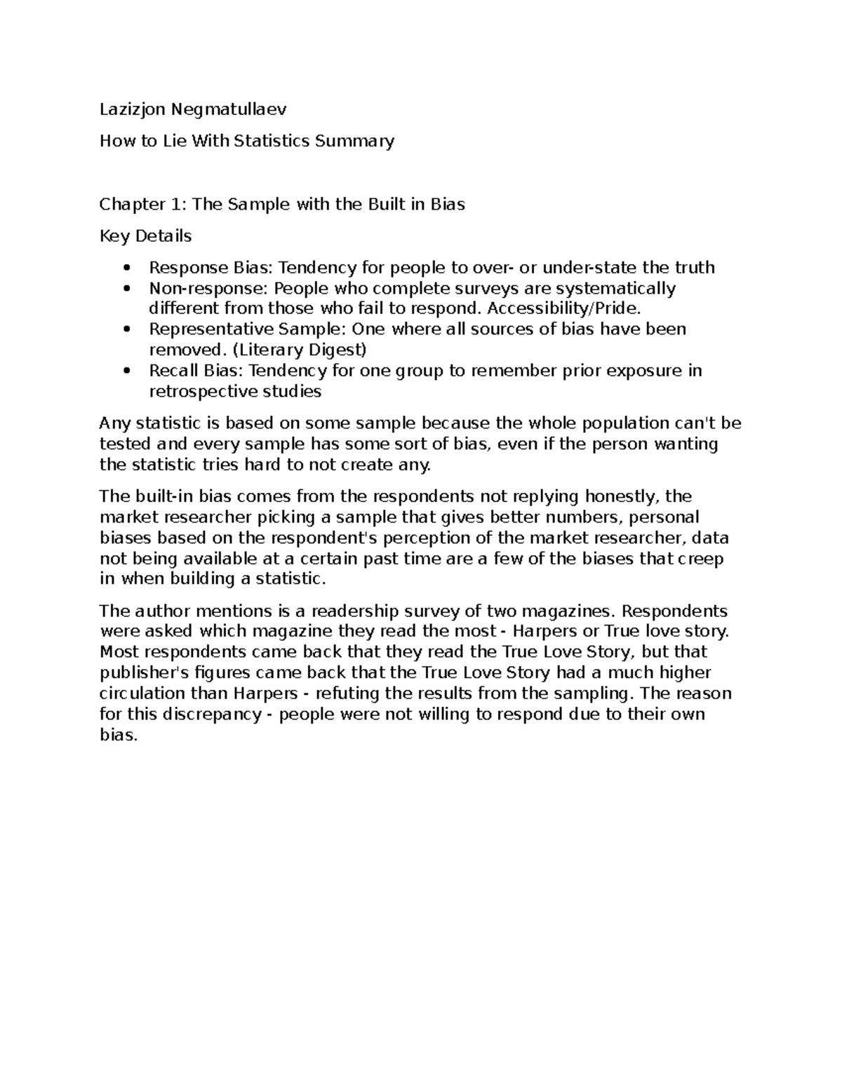 How to Lie With Statistics - Lazizjon Negmatullaev How to Lie With ...