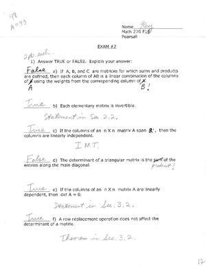 Math 270 E4 Solns - Math 270 Exam 4 Solutions - MATH 270 - Studocu
