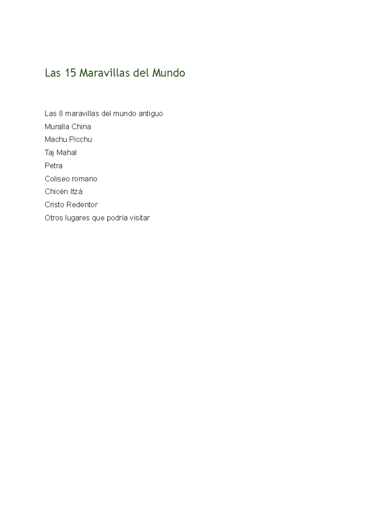 LAS 15 Maravillas DEL Mundo Nureña Rojas Ana - Las 15 Maravillas del ...