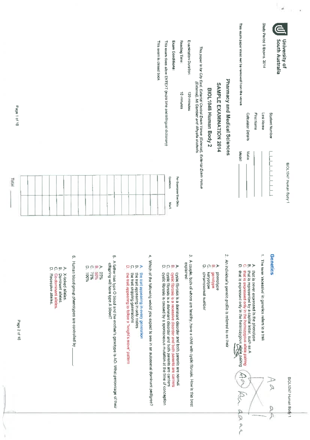 BIOL 1048 - Human Body Science 2 Model Ques - ”— c=m<ma§ 9ﬂ mom»: 25 ...