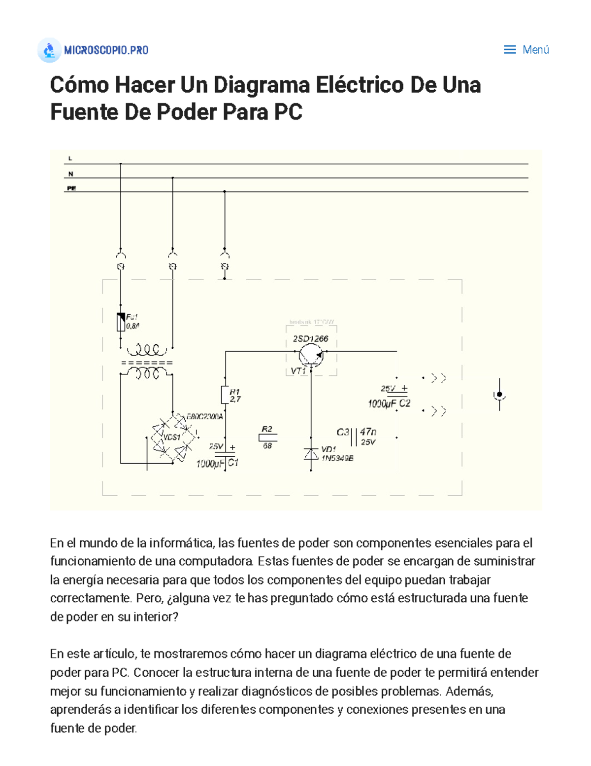 Cómo Hacer Un Diagrama Eléctrico De Una Fuente De Poder Para PC - Cómo ...