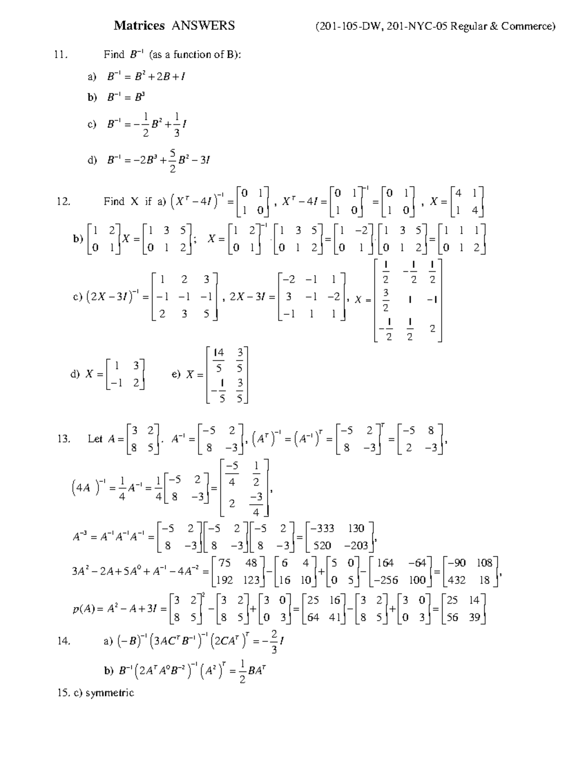 Matrices Updated Ans Vector Operations Addition Subtraction Scalar