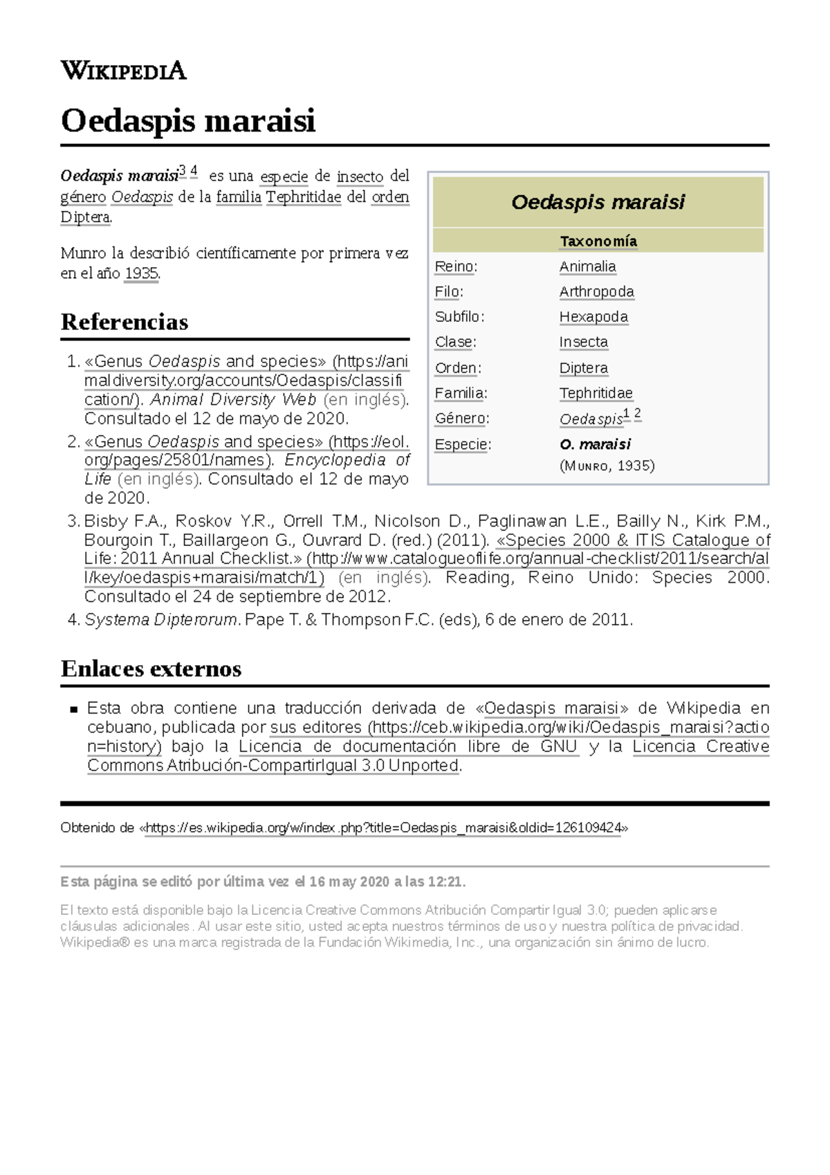 Oedaspis maraisi - sdasdasd - Oedaspis maraisi Taxonomía Reino ...