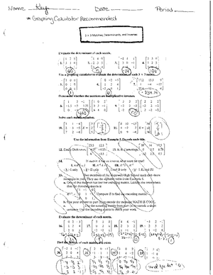 8 - Matrices Test Review Practice Worksheet - ©c i 2 L 0 1 v 6 J ...