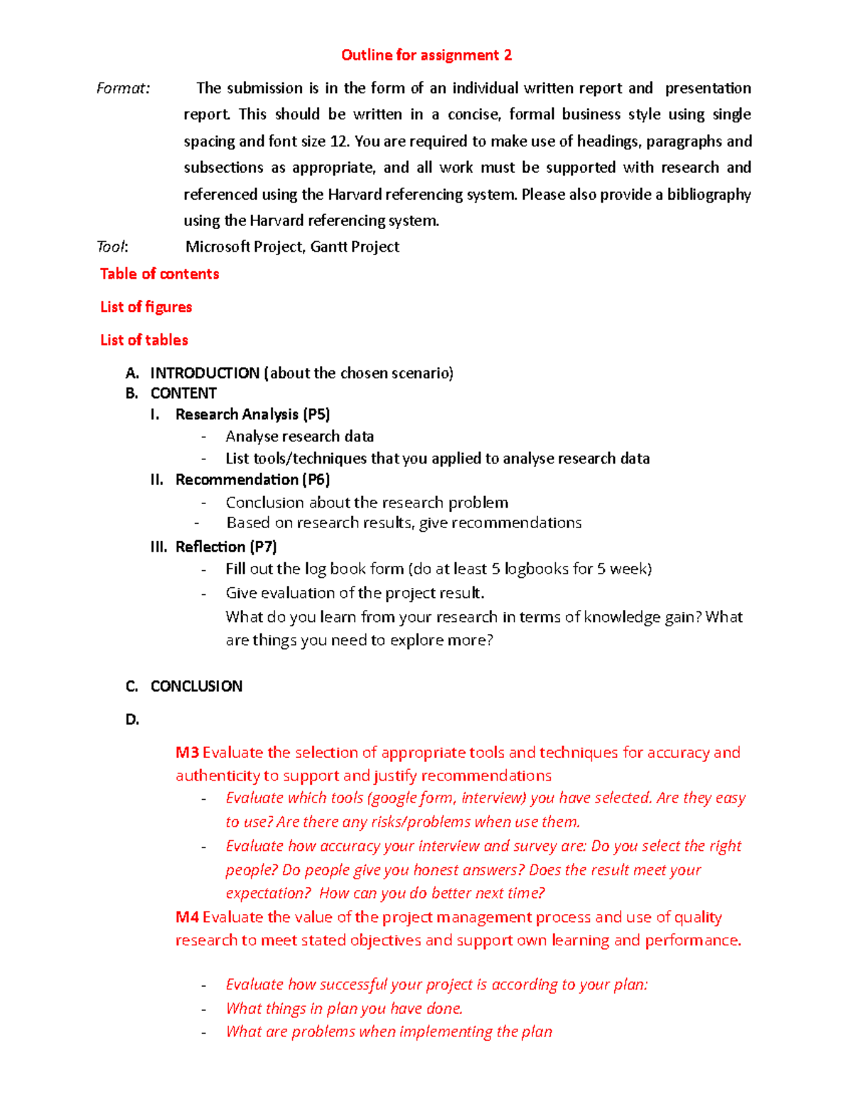 Outline for assignment 2 - This should be written in a concise, formal ...