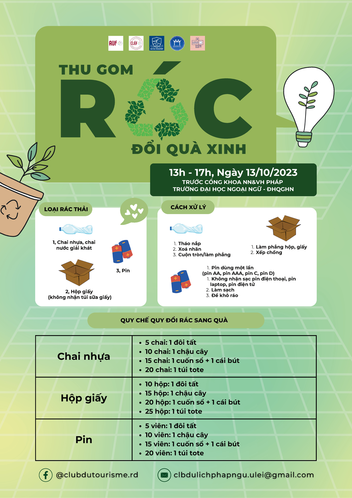 Poster-Thu-gom-rác-A3 - Chai nhựa 5 chai: 1 đôi tất 10 chai: 1 chậu cây ...