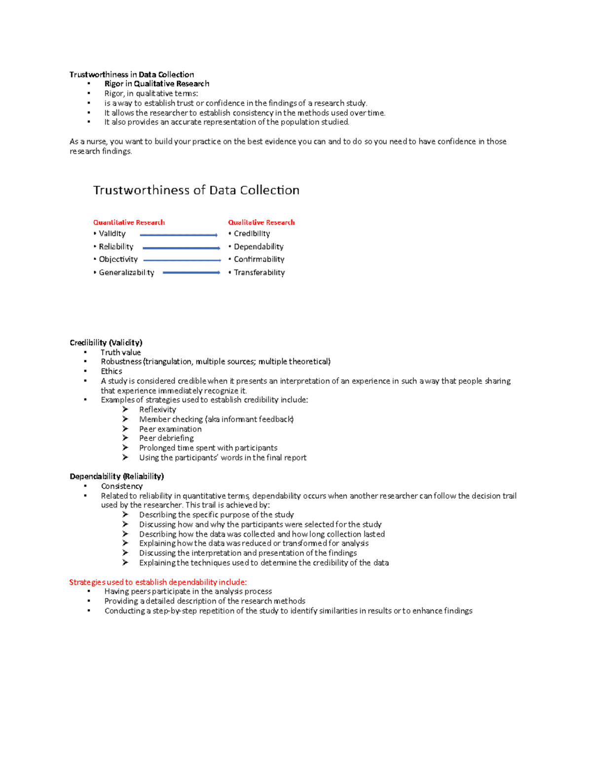 Trustworthiness in Data Collection - It allows the researcher to establish consistency in the ...