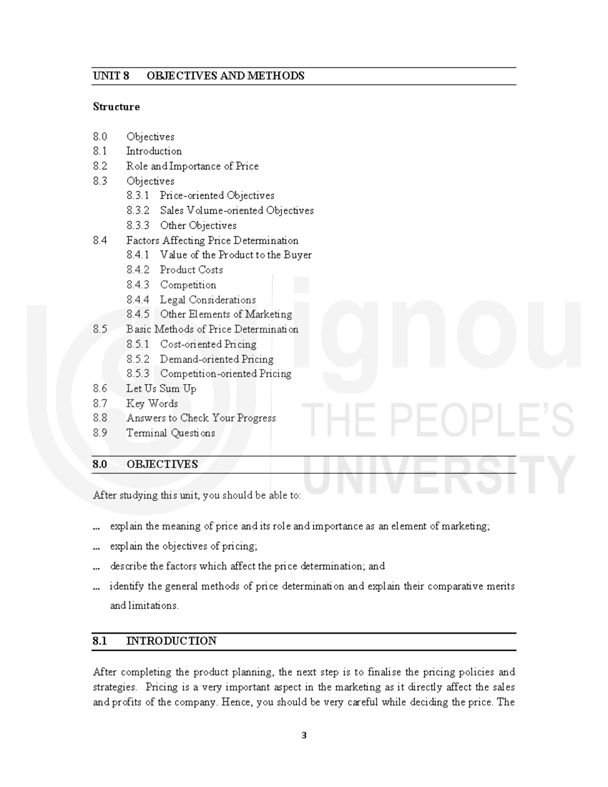Unit-8 - Notes - UNIT 8 OBJECTIVES AND METHODS Structure 8 Objectives 8 ...