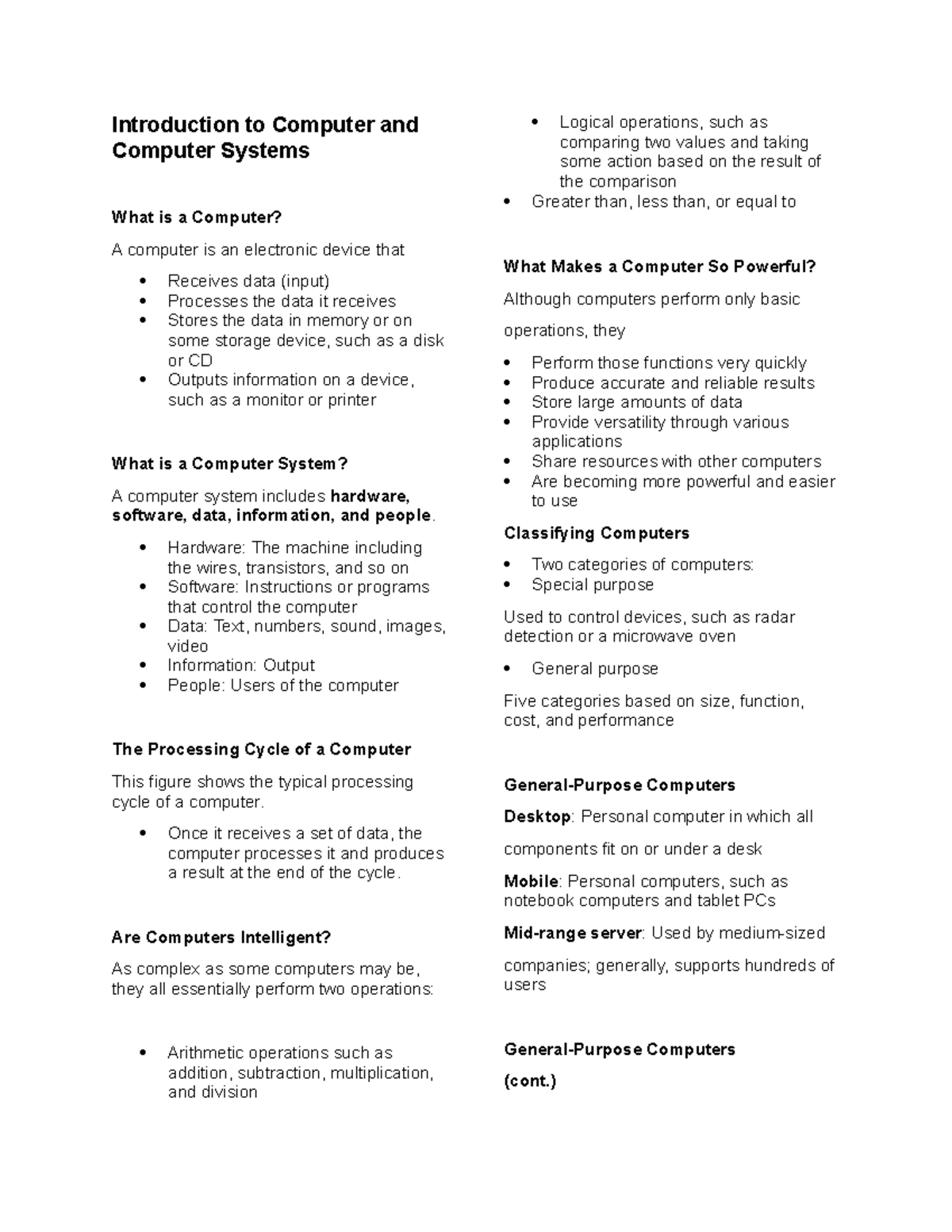 Introduction to Computer and Computer Systems reviewer - Introduction ...