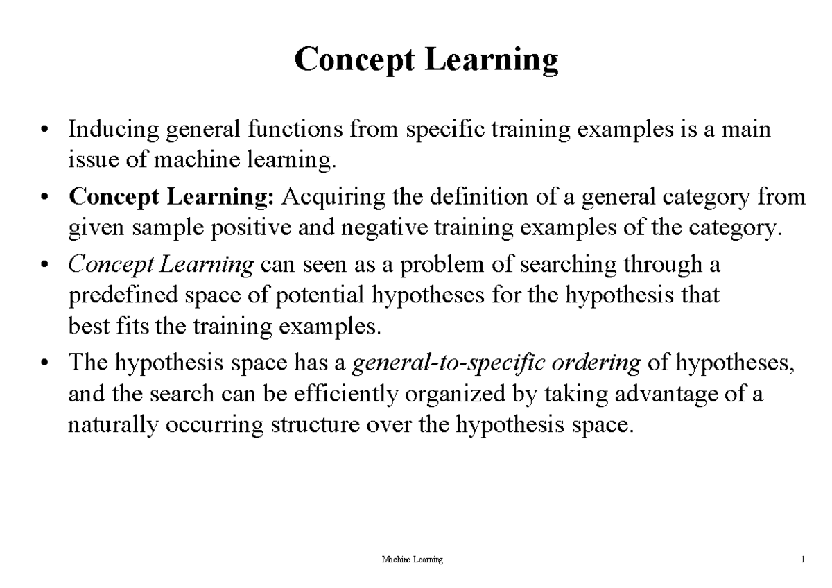 Module 2 Notes(AI & ML) Cont - Concept Learning Inducing general ...