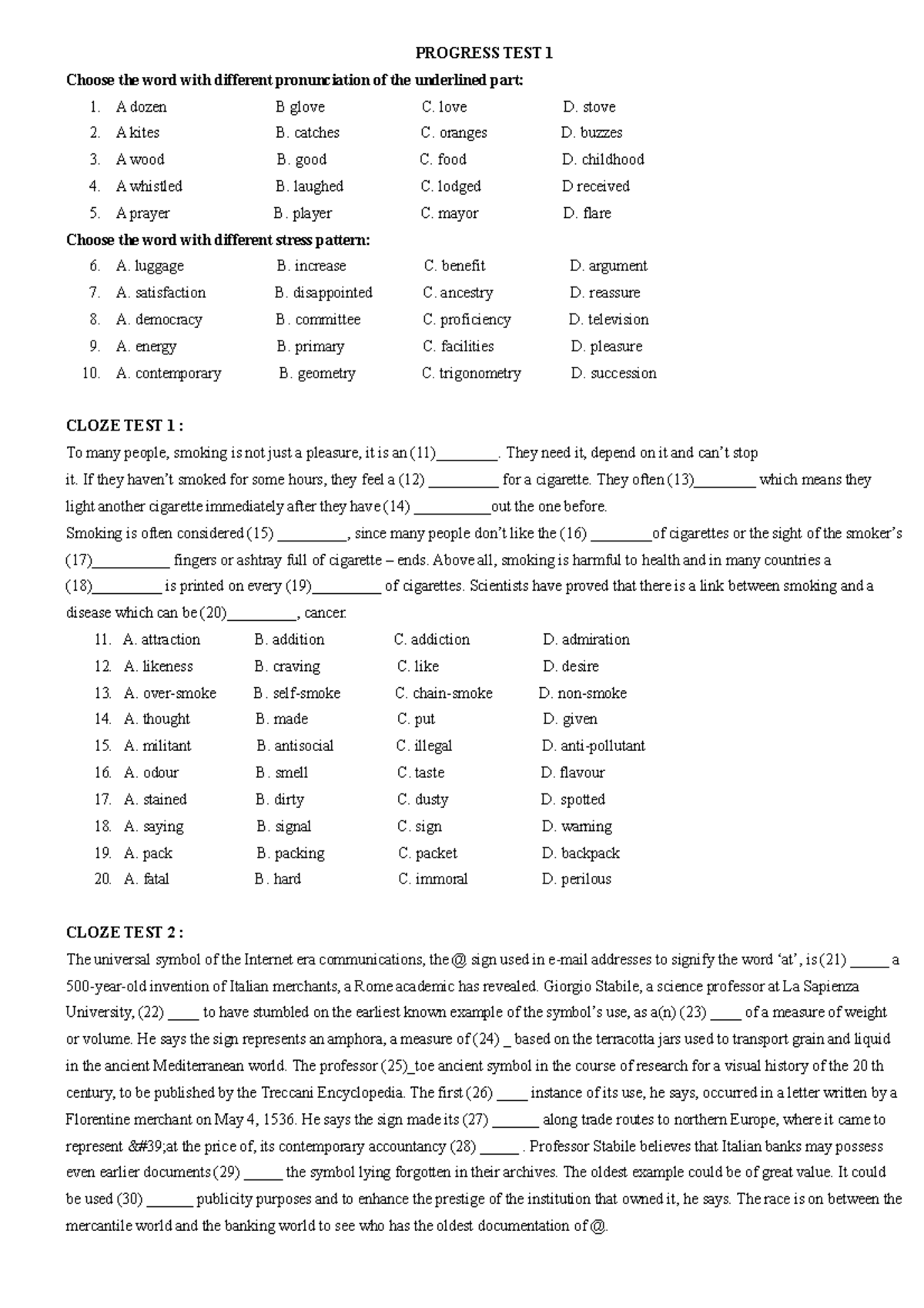 Progress TEST 1 - Không có gì để miêu tả hết ghi cho có thôi - PROGRESS ...