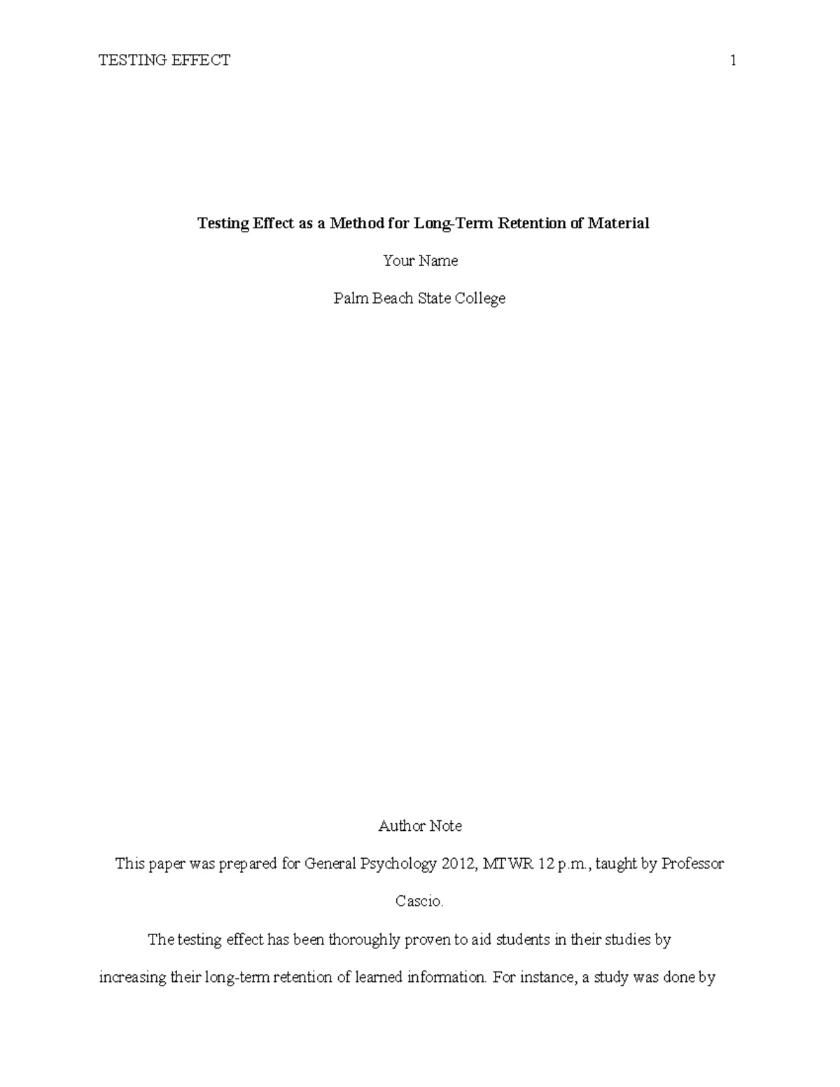 Sample+Step+3 - N/A - Testing Effect as a Method for Long-Term ...