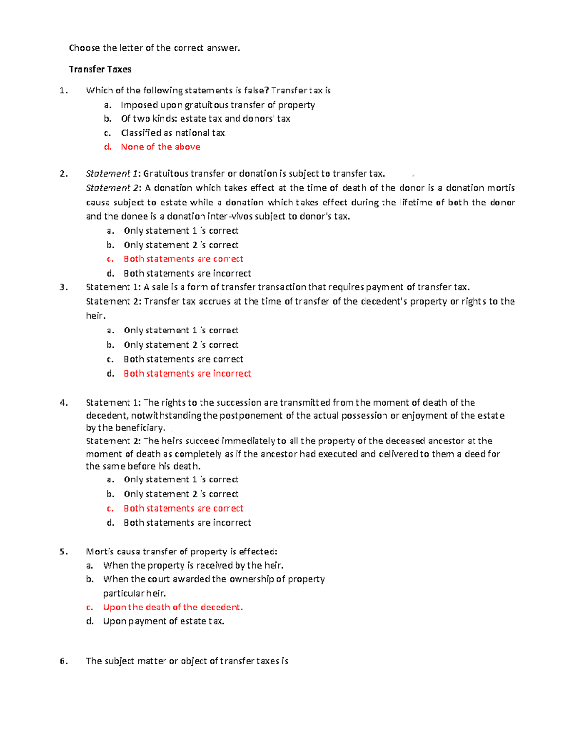 Taxation Business Income Taxation By Tabag Choose The Letter Of The