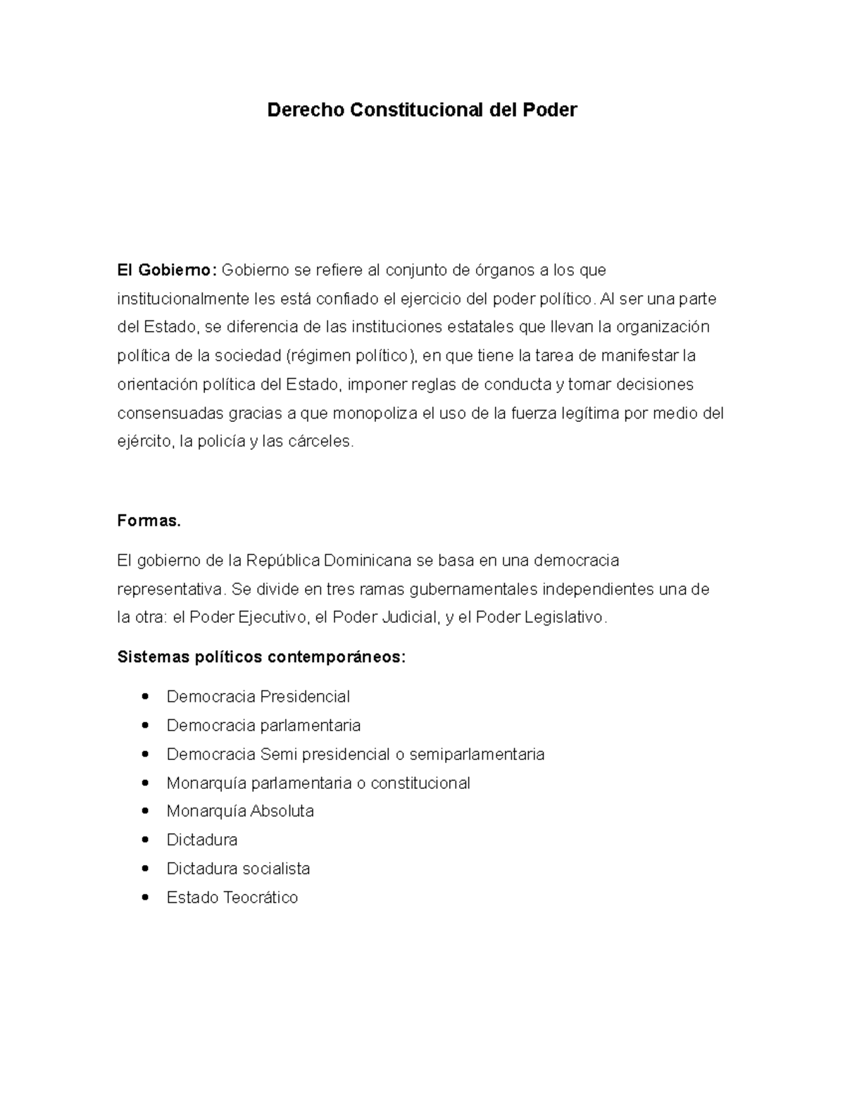 Derecho Constitucional del Poder - Al ser una parte del Estado, se ...