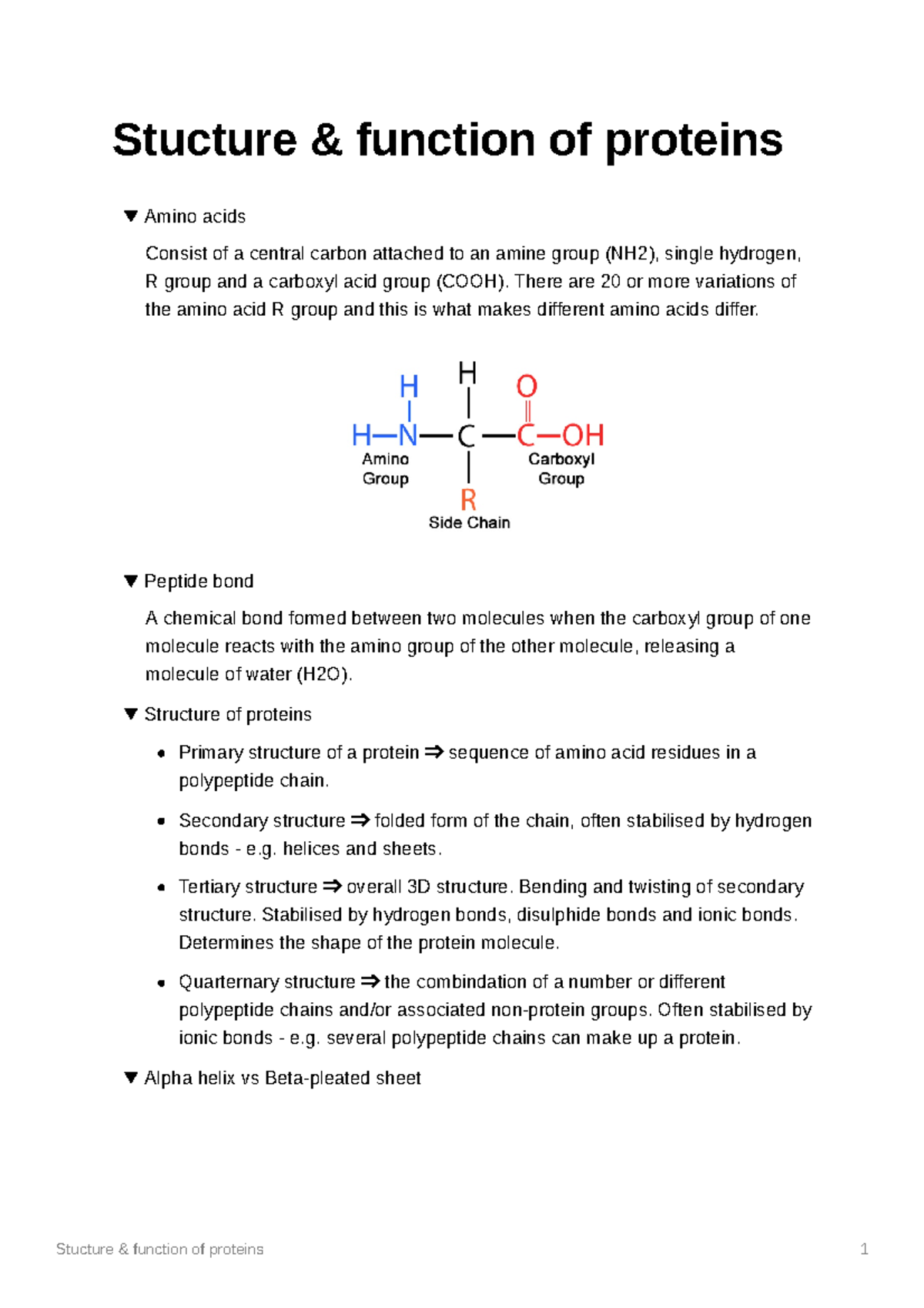 Structure and function of proteins - Stucture & function of proteins 1 ...