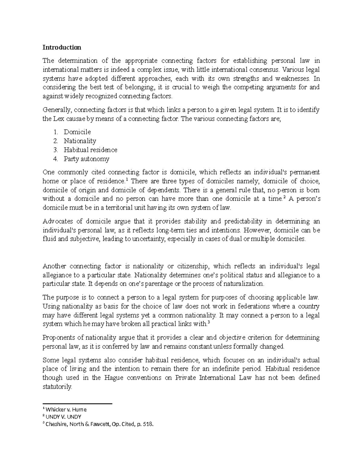 Tutorial Question 1 - CONFLICTS - Introduction The determination of the appropriate connecting ...