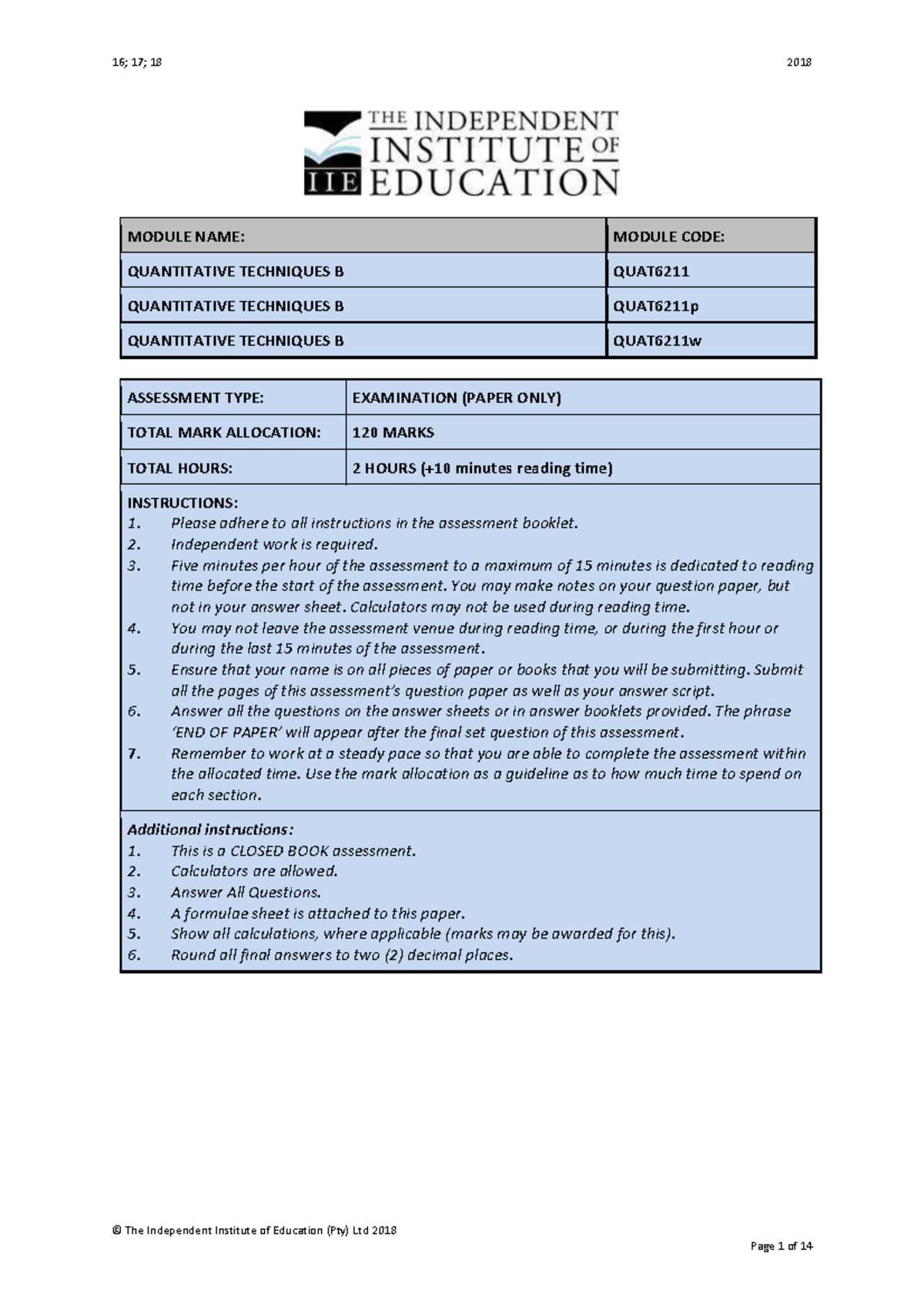 QUAT6211Ea (2) 085609 - More practical examples - ####### MODULE NAME ...