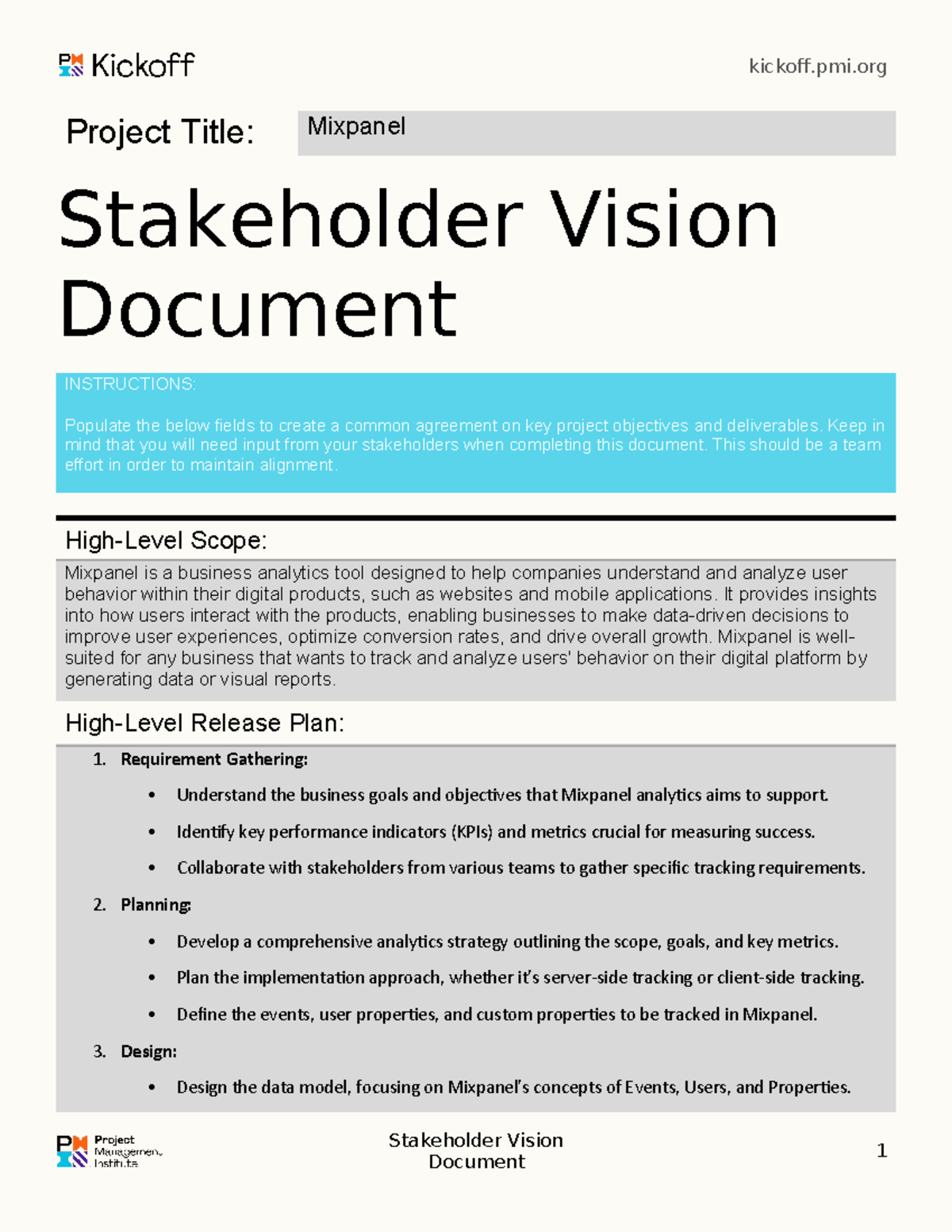 Stakeholder Vision Document - Project Title: Mixpanel Stakeholder ...