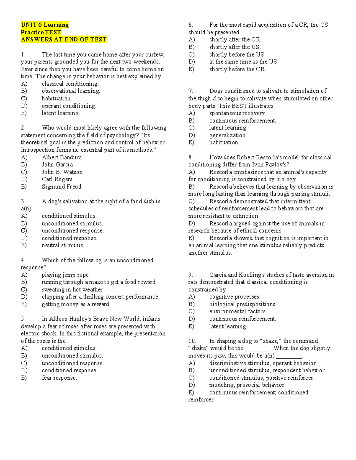 AP Unit 6 Practice Test Answers - UNIT 6 Learning Practice TEST ANSWERS ...
