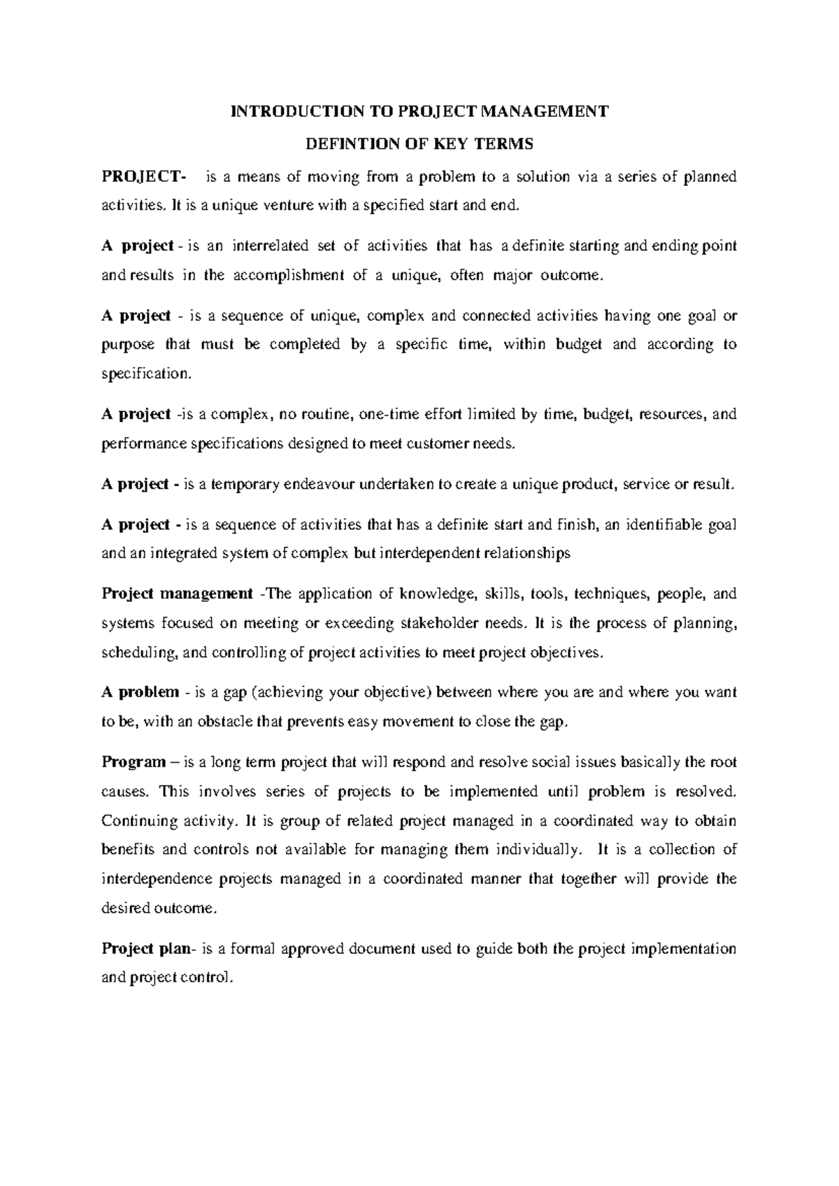 Introduction TO Project Management PDF 2 - INTRODUCTION TO PROJECT ...