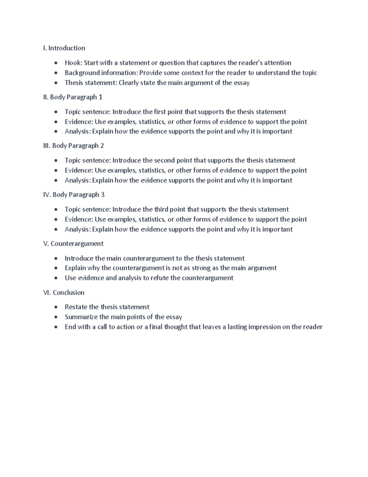 Studco 21 - OUTLINE ON ARGUMENTATIVE ESSAY - I. Introduction - Hook ...
