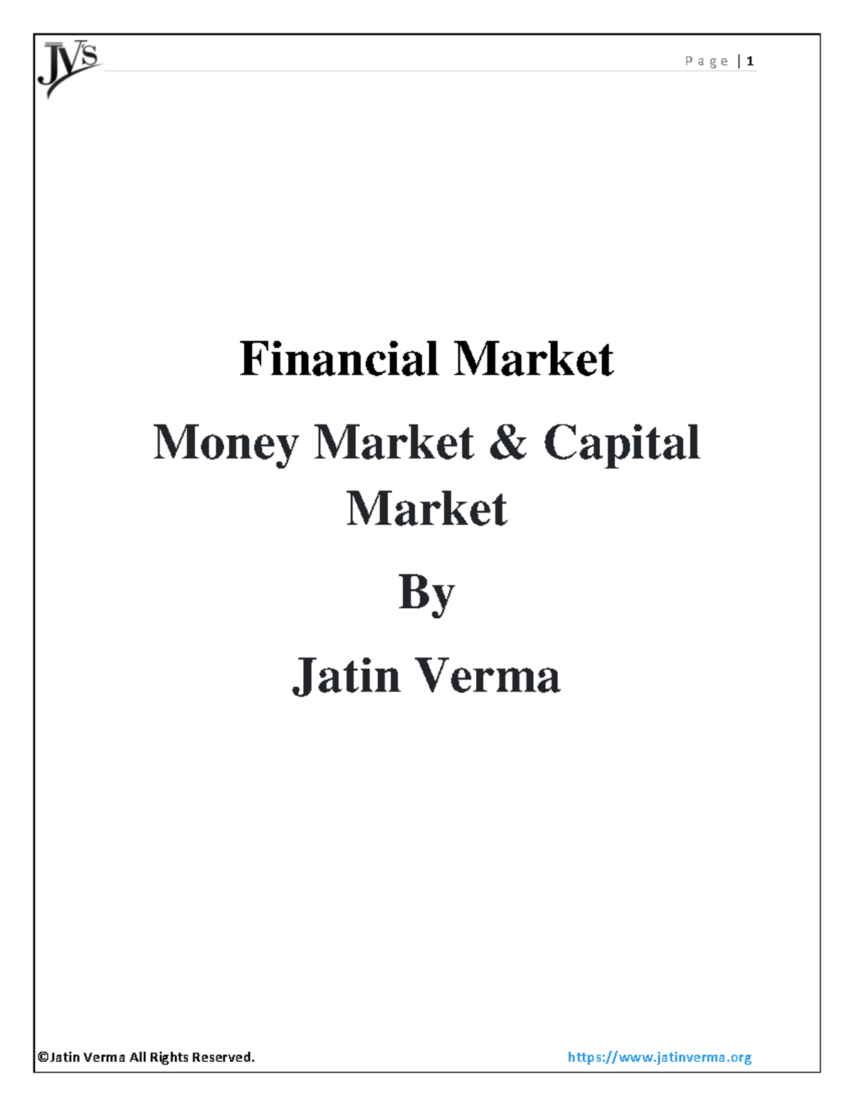 Financial Market - notes - Financial Market Money Market & Capital ...