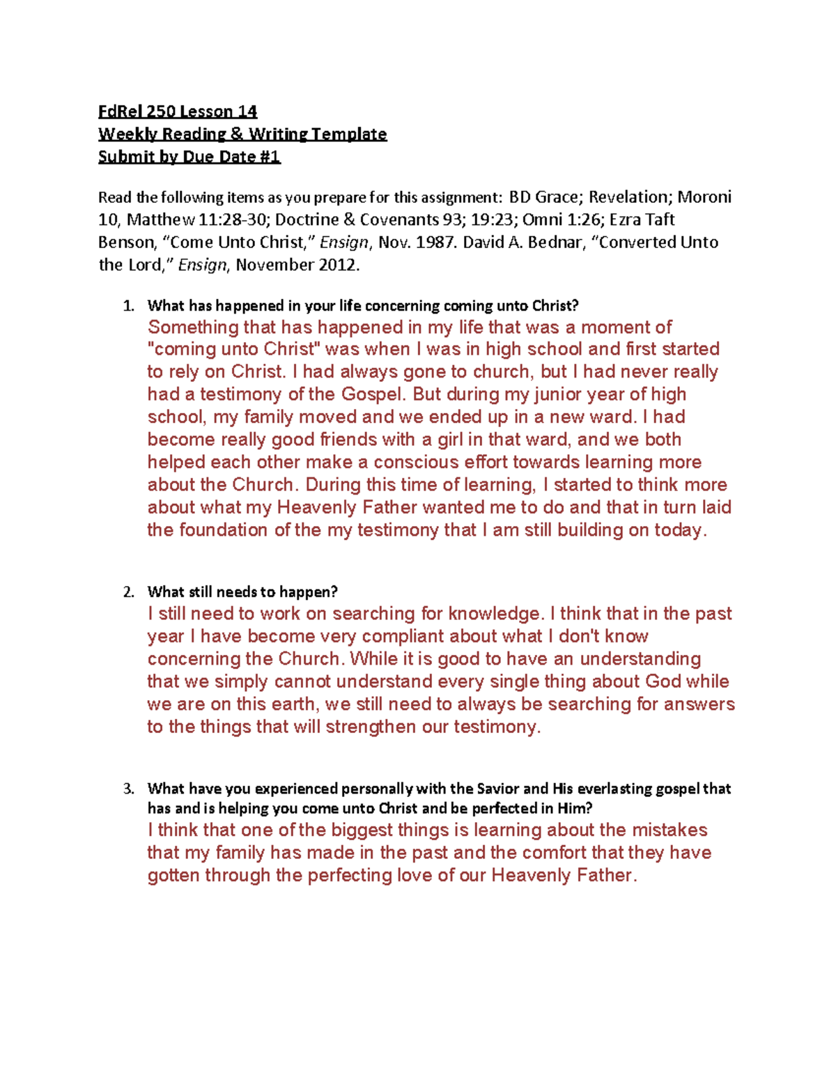 Fd Rel 250 Lesson 14 Writing Template - FdRel 250 Lesson 14 Weekly ...