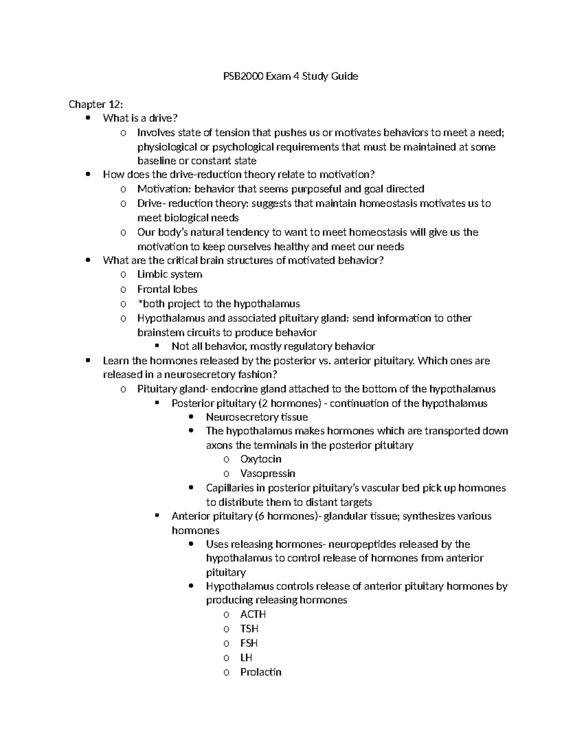 PSB2000 Exam 4 Study Guide - PSB2000 Exam 4 Study Guide Chapter 12 ...