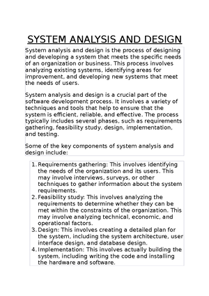 FFT (SAD) - SYSTEM AND ANALYSIS DESGIN NOTES BCA - System Analysis ...
