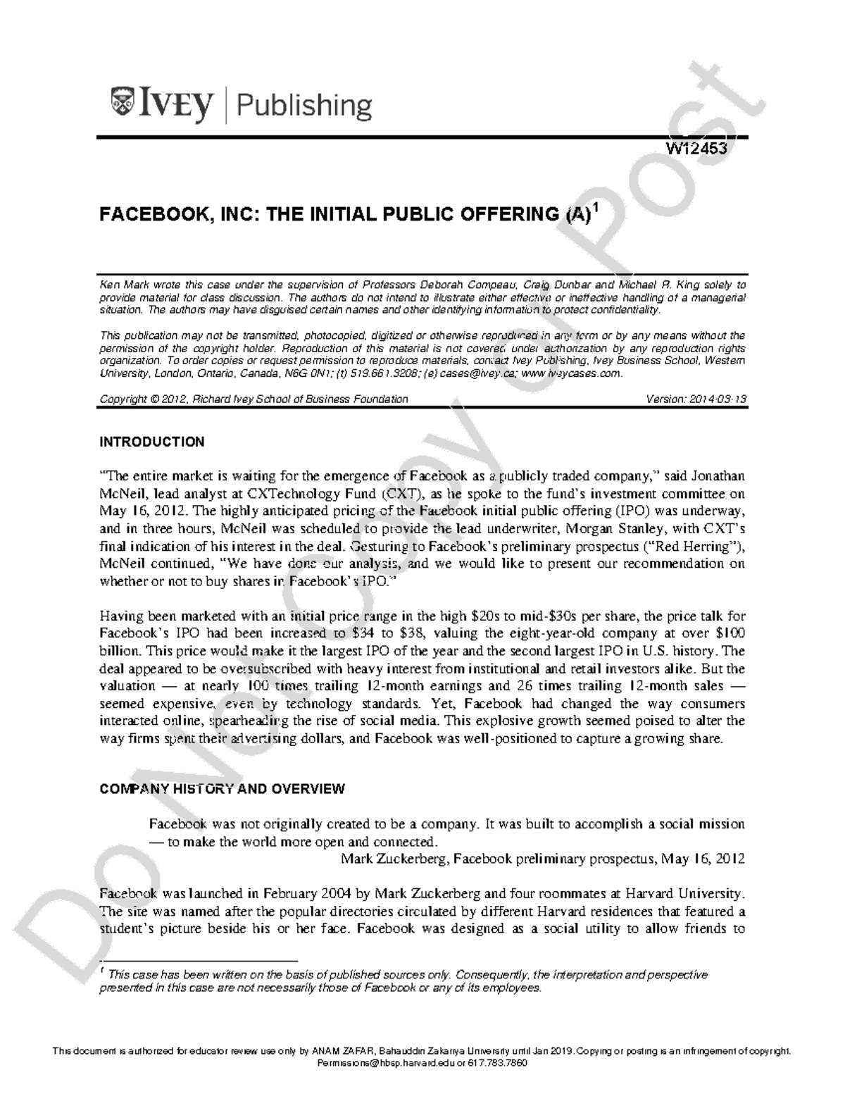 Facebook IPO - May 16, 2012. The highly anticipated pricing of the ...