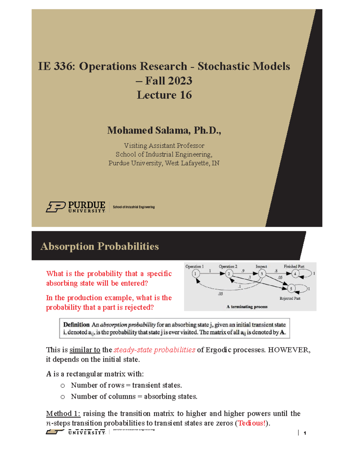 IE-336 Ch3 - Lec16 - IE 336 - IE 336: Operations Research - Stochastic ...