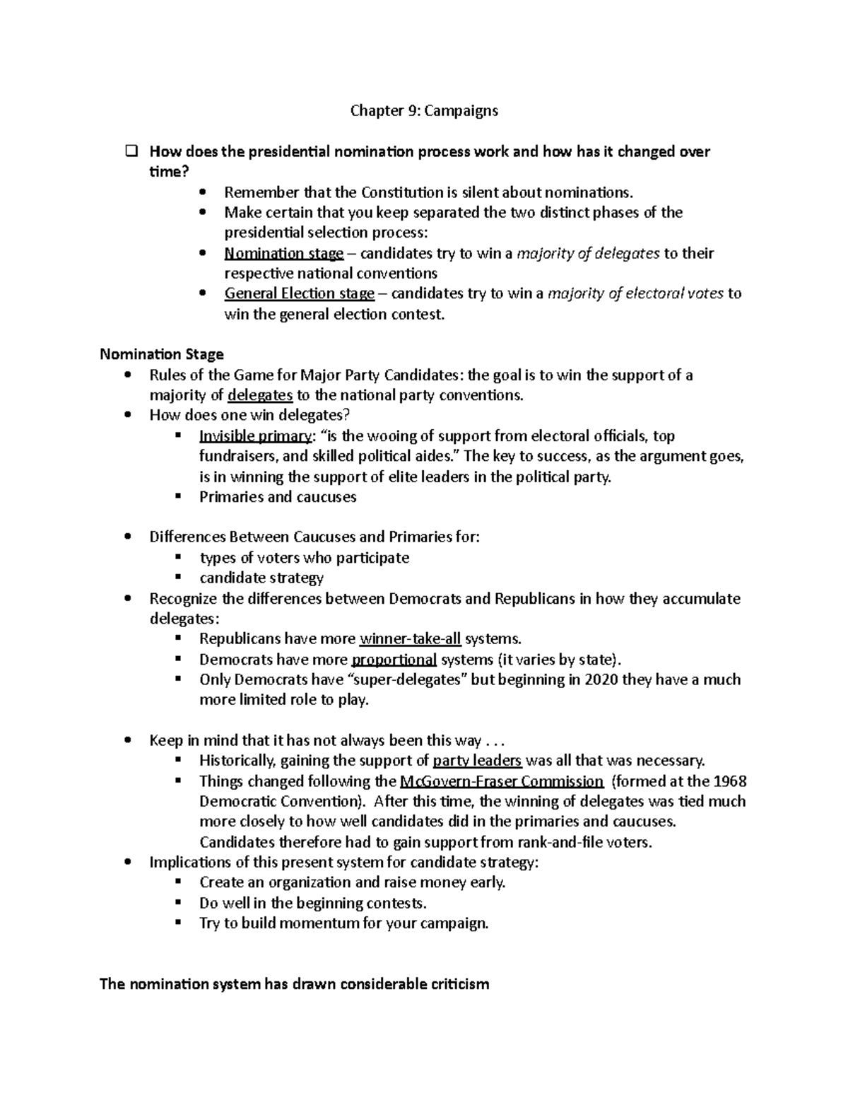 Chapter 9 Campaigns and Voting Behavior - Chapter 9: Campaigns q How ...