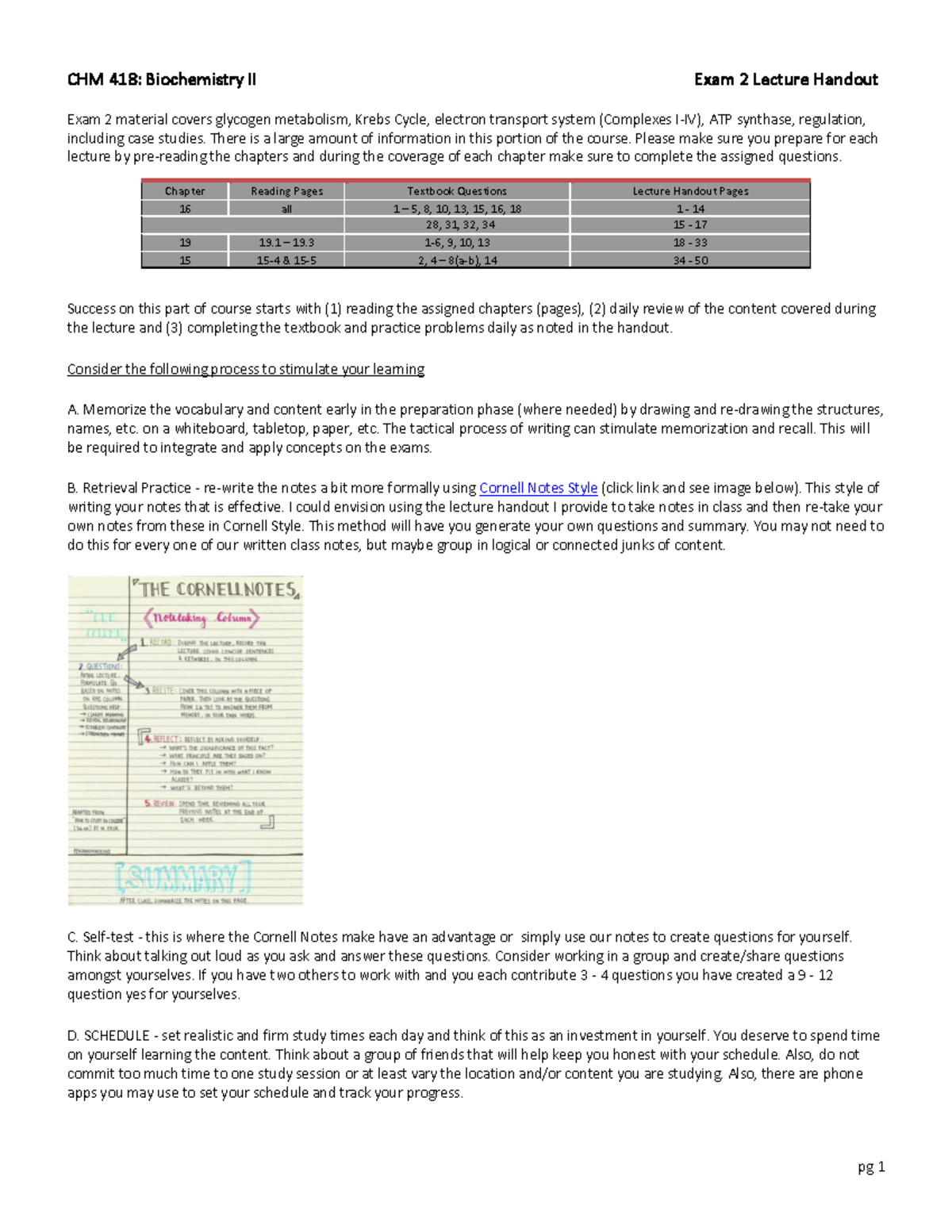 Exam 2 Notes - instructor: Dr. Weaver - CHM 418 : Biochemistry II Exam ...