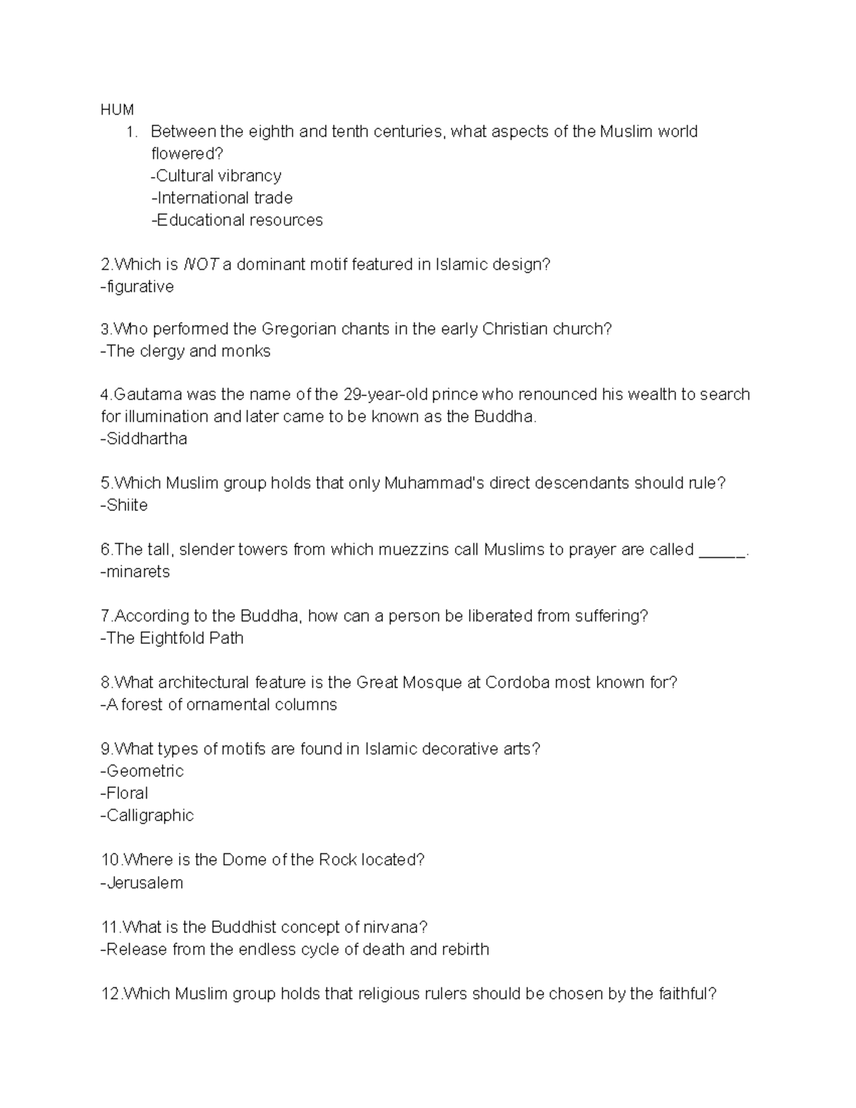 HUM ch - chapter 5 core content - HUM 1. Between the eighth and tenth ...