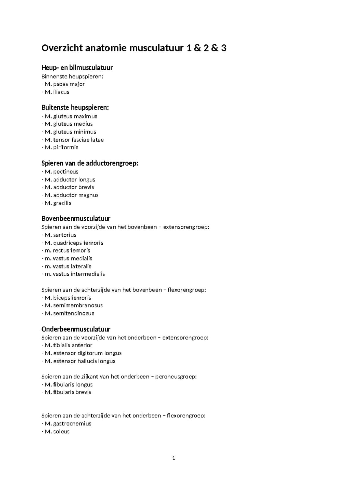 Overzicht anatomie - psoas major M. iliacus Buitenste heupspieren: M ...
