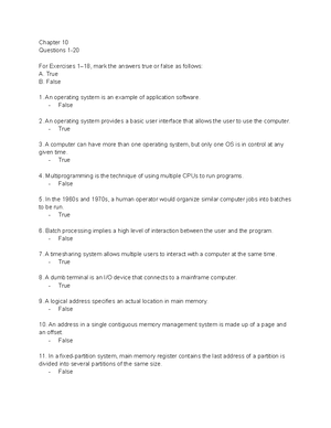 Chapter 8 (CST 1100) - Chapter 8 Questions 1- For Exercises 1–10 ...