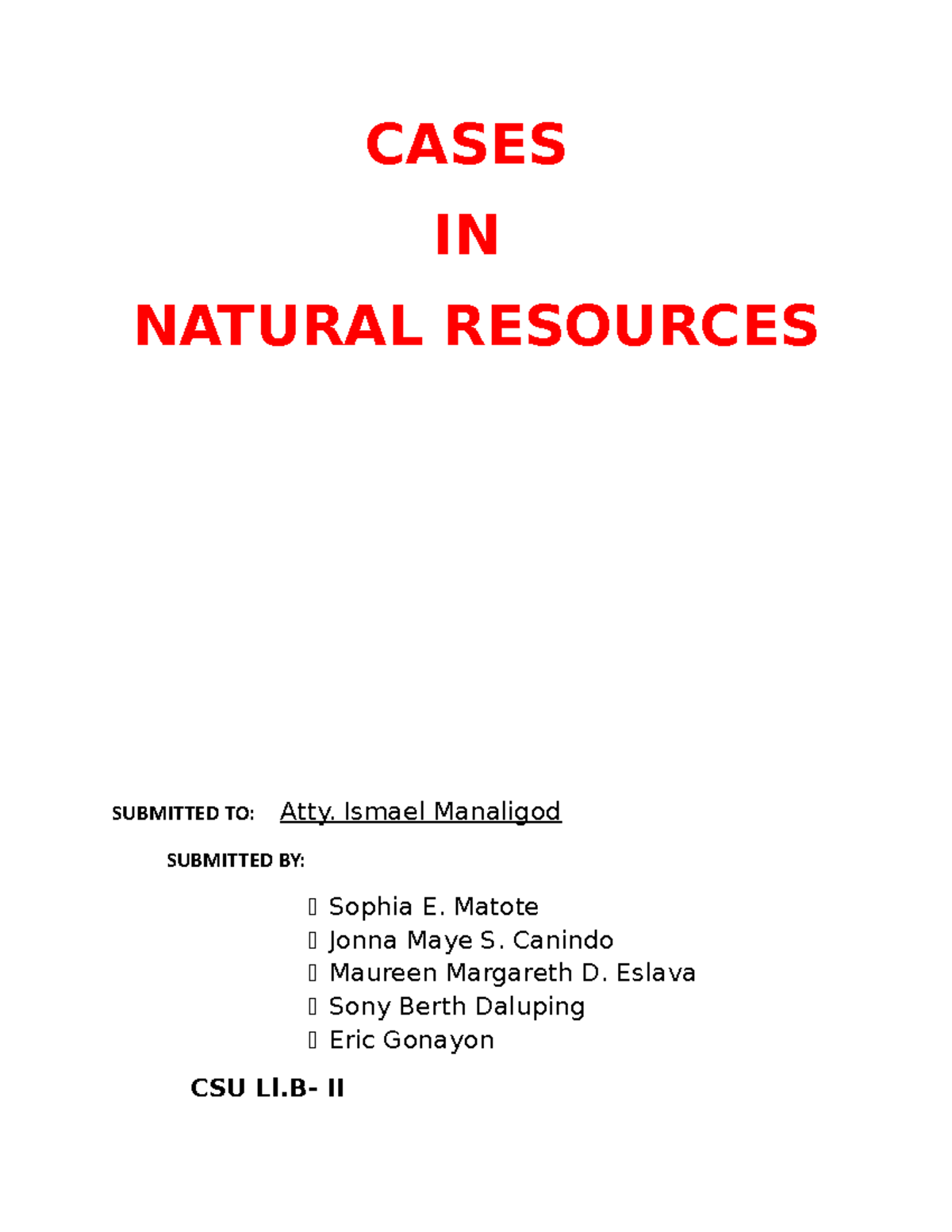 149355538 Digested Case in Natres - CASES IN NATURAL RESOURCES ...