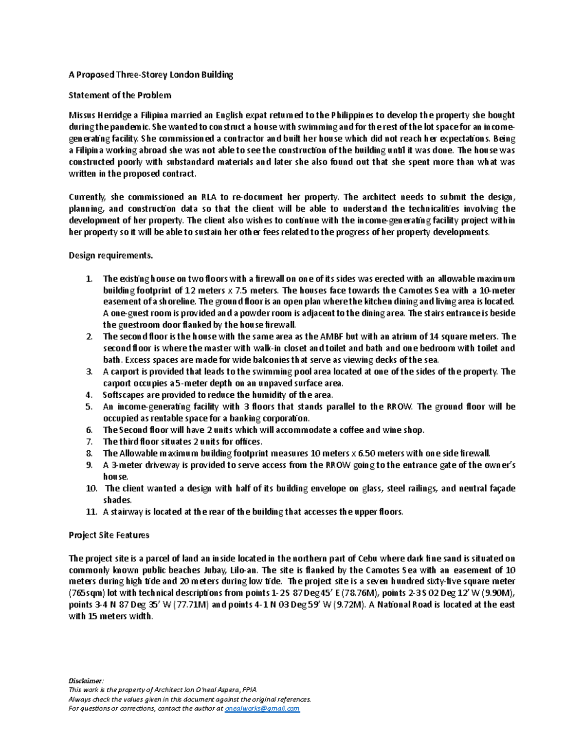 Sample- Design Problem June2024 - Disclaimer: This work is the property ...