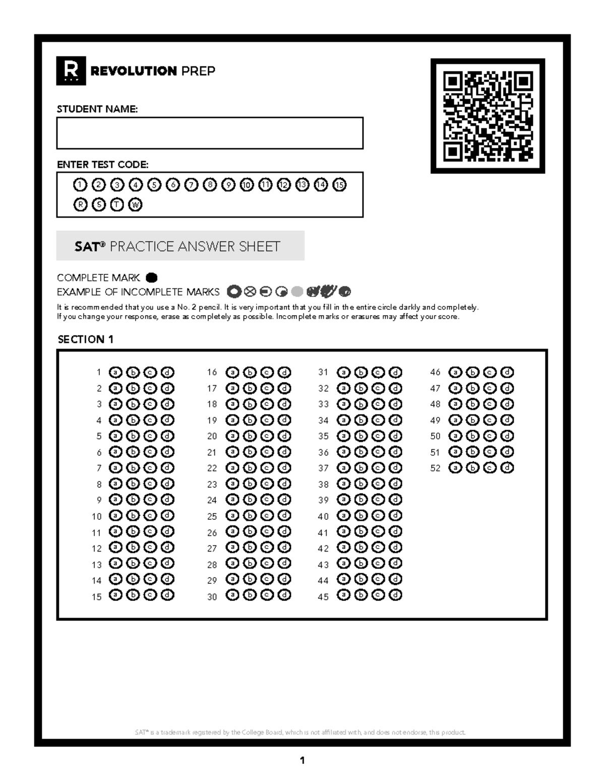 Sat-answer-sheet - yo wjkcsznjsnzc jkwesfnbcjkwsc - SECTION 1 a b c d a ...