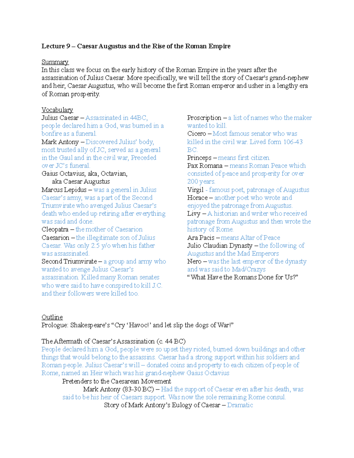 Lecture 09 - Caesar Augustus and the Rise of the Roman Empire - Lecture ...