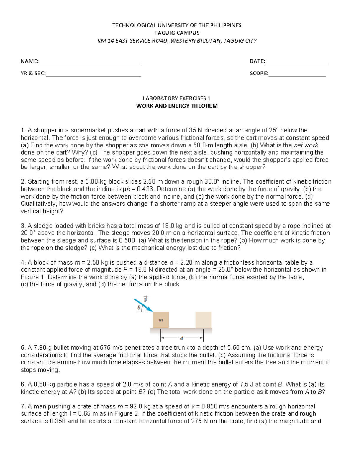 Physics 2 - Practice of Theorem and Formulas - TECHNOLOGICAL UNIVERSITY ...