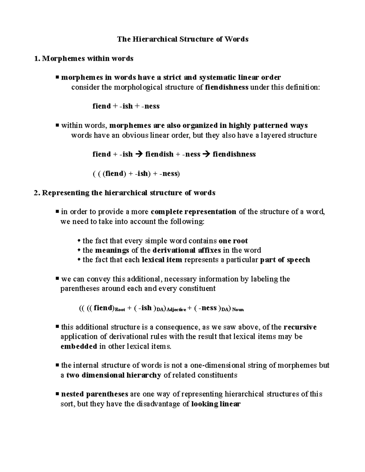 The hierarchical structure of words - the internal structure of words ...