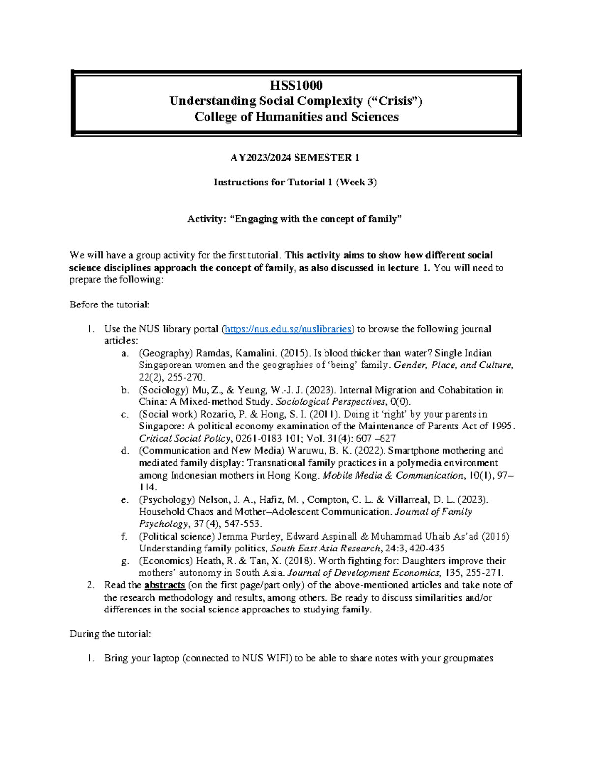 HSS1000- Instructions for Tutorial 1 - AY2023/2024 SEMESTER 1 ...