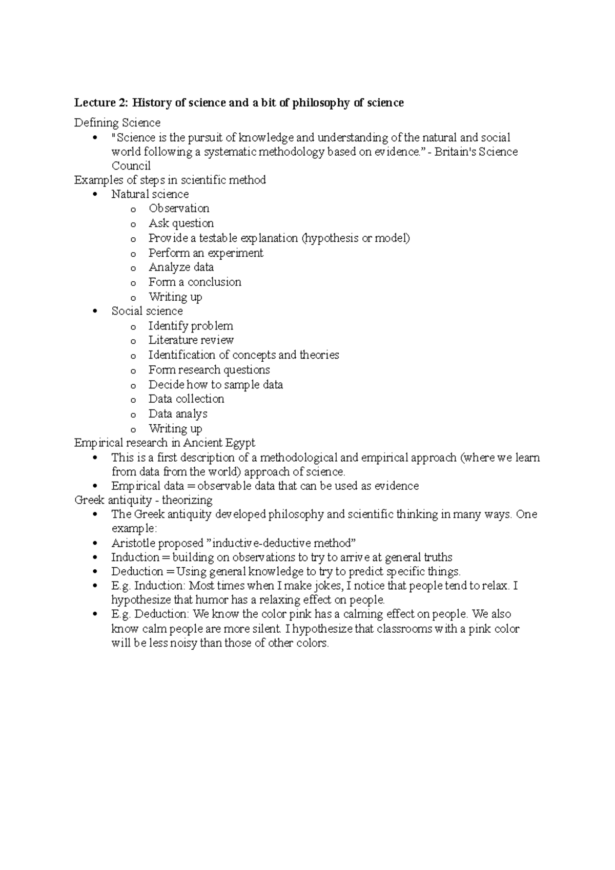 Lecture 2 history of science - Lecture 2: History of science and a bit ...