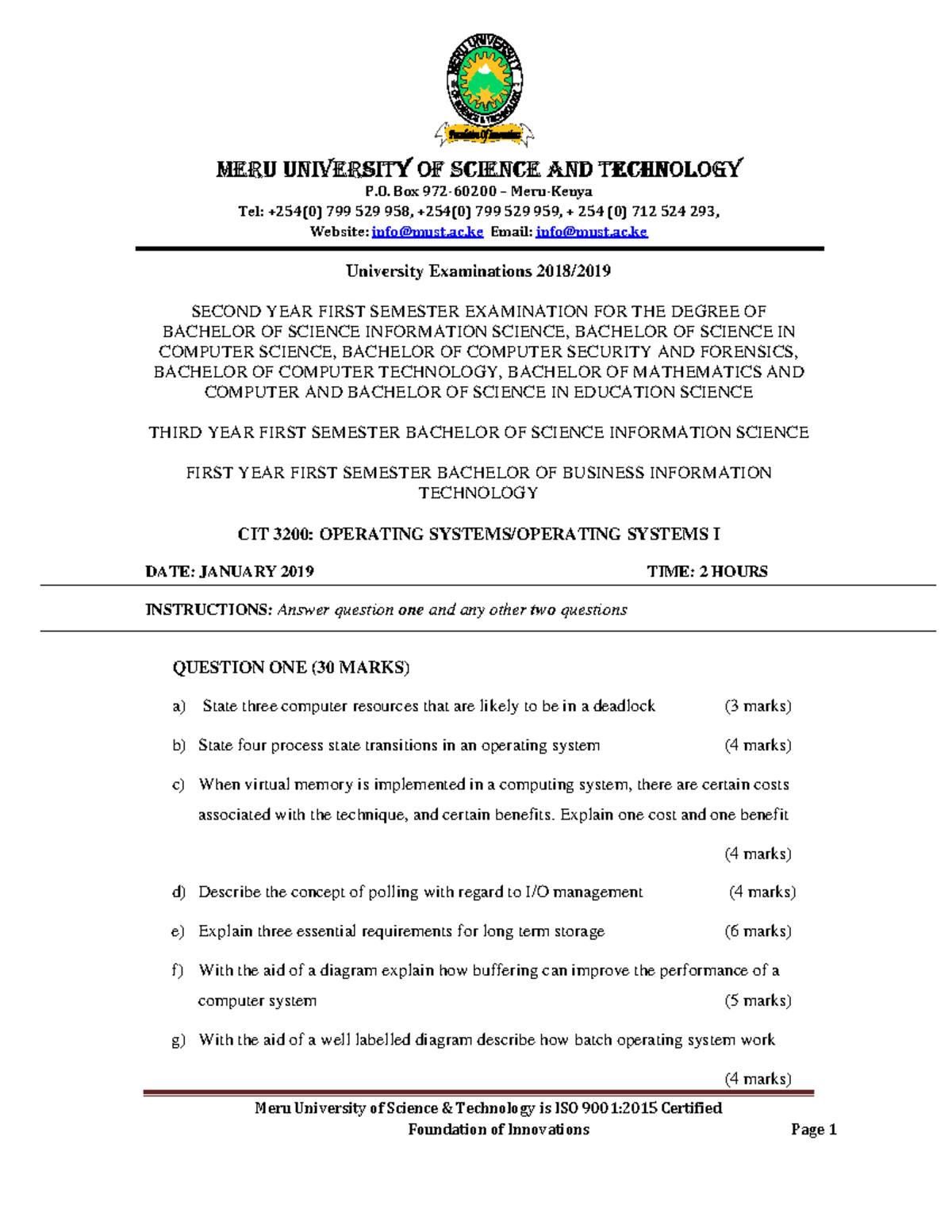 Microsoft Word - 62. CIT 3200 - Operating systems - Meru University of ...